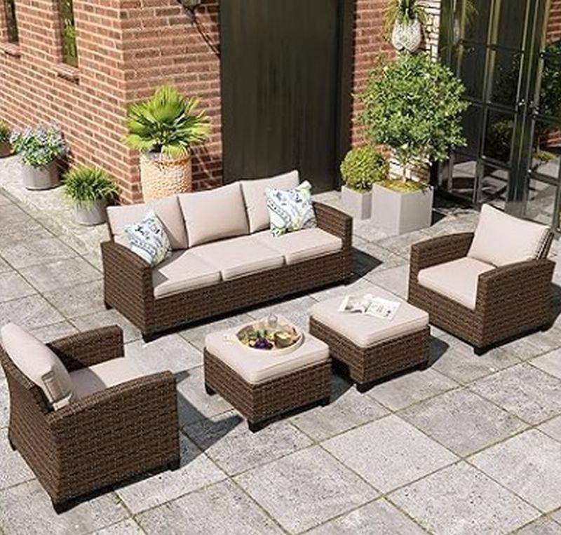 Patio Furniture Set 5 Pcs Wicker Outdoor Conversation Set Stock Photo For Reference Only Retail Price 800